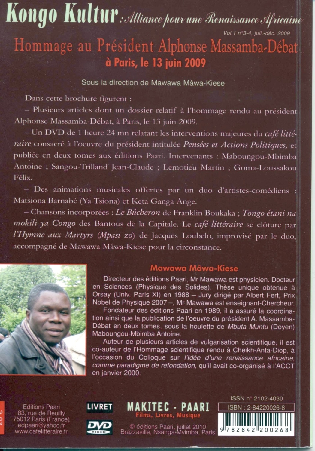 Kongo Kultur Vol.2 - N°3-4 - Hommage au Président Alphonse Massamba ...